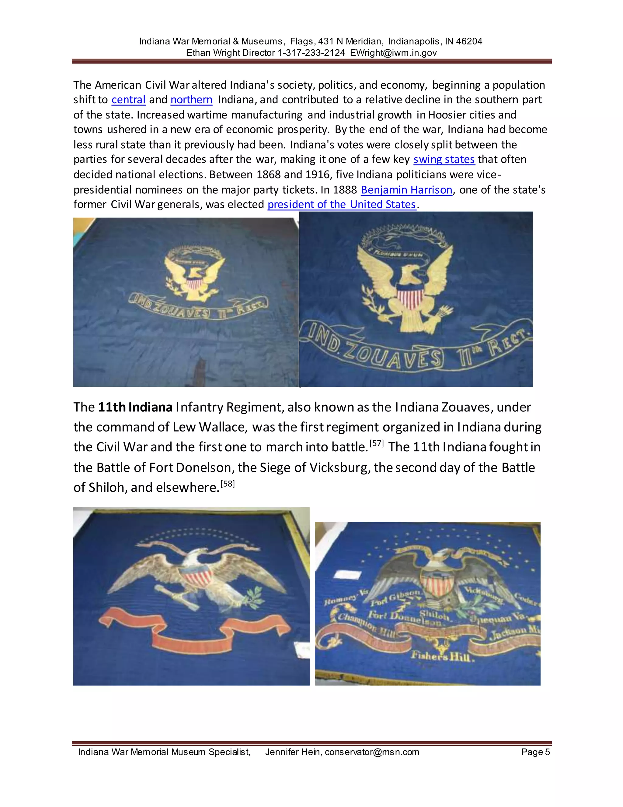 Textile Military History, conservation, Flags of Indiana Regiments ...