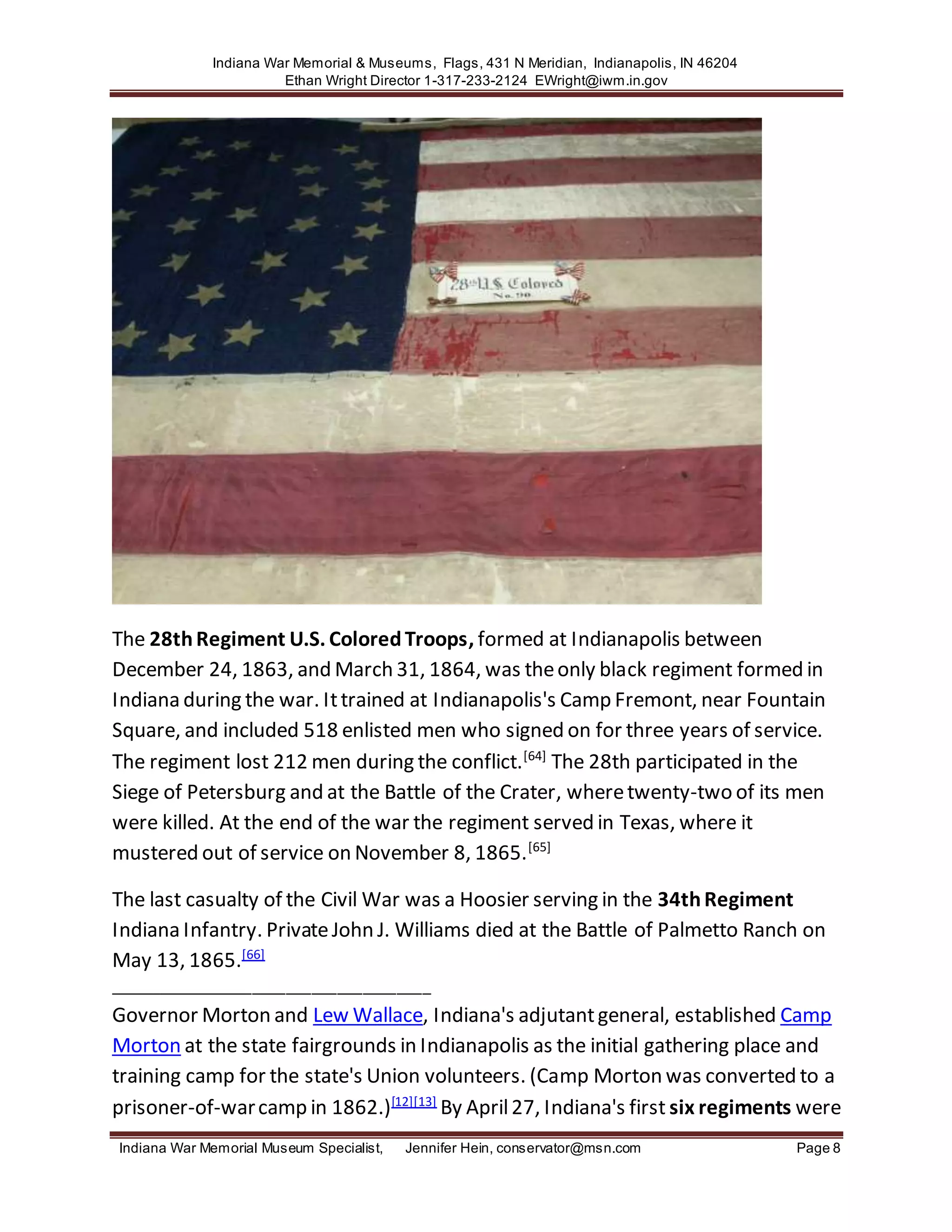 Textile Military History, conservation, Flags of Indiana Regiments ...