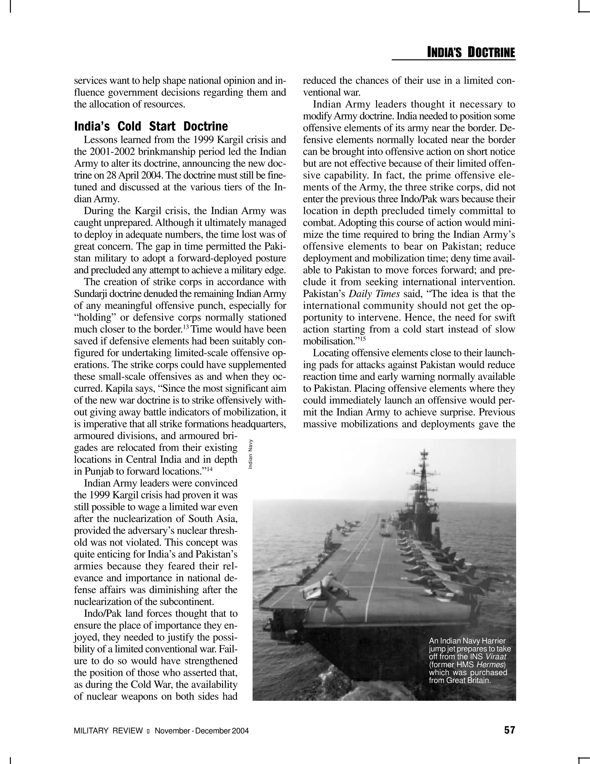 Redoctrinisation of the Indian Armed Forces | PDF