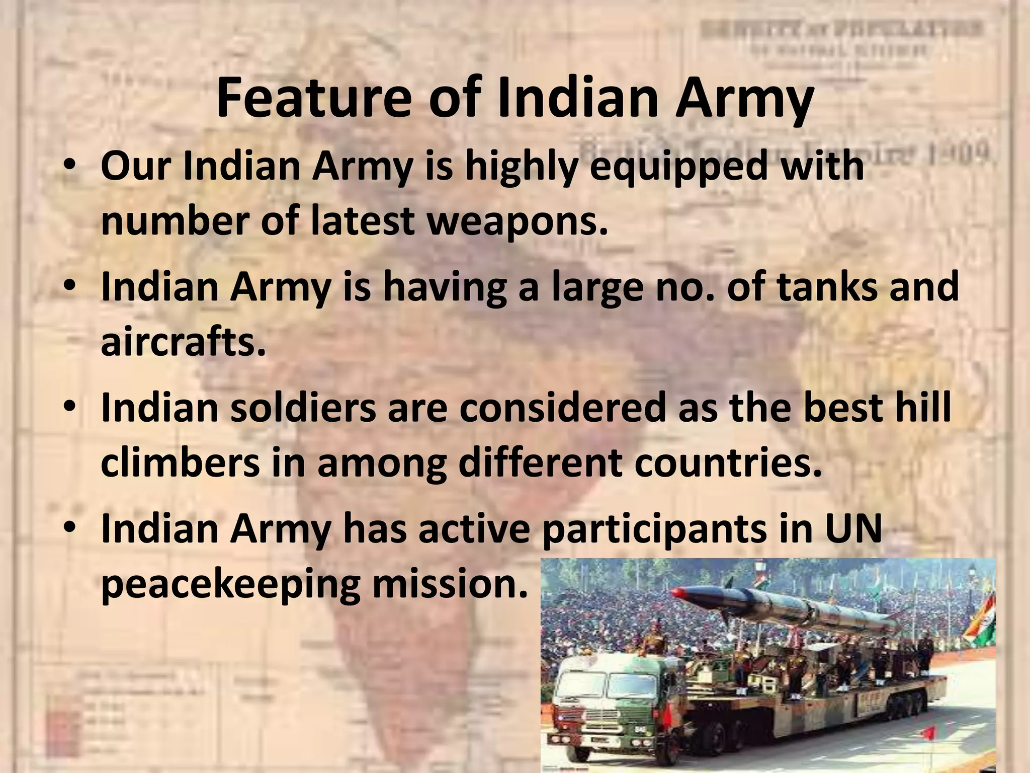 Indian army | PPTX | Death, Injury, or Military Conflict | Sensitive Topics