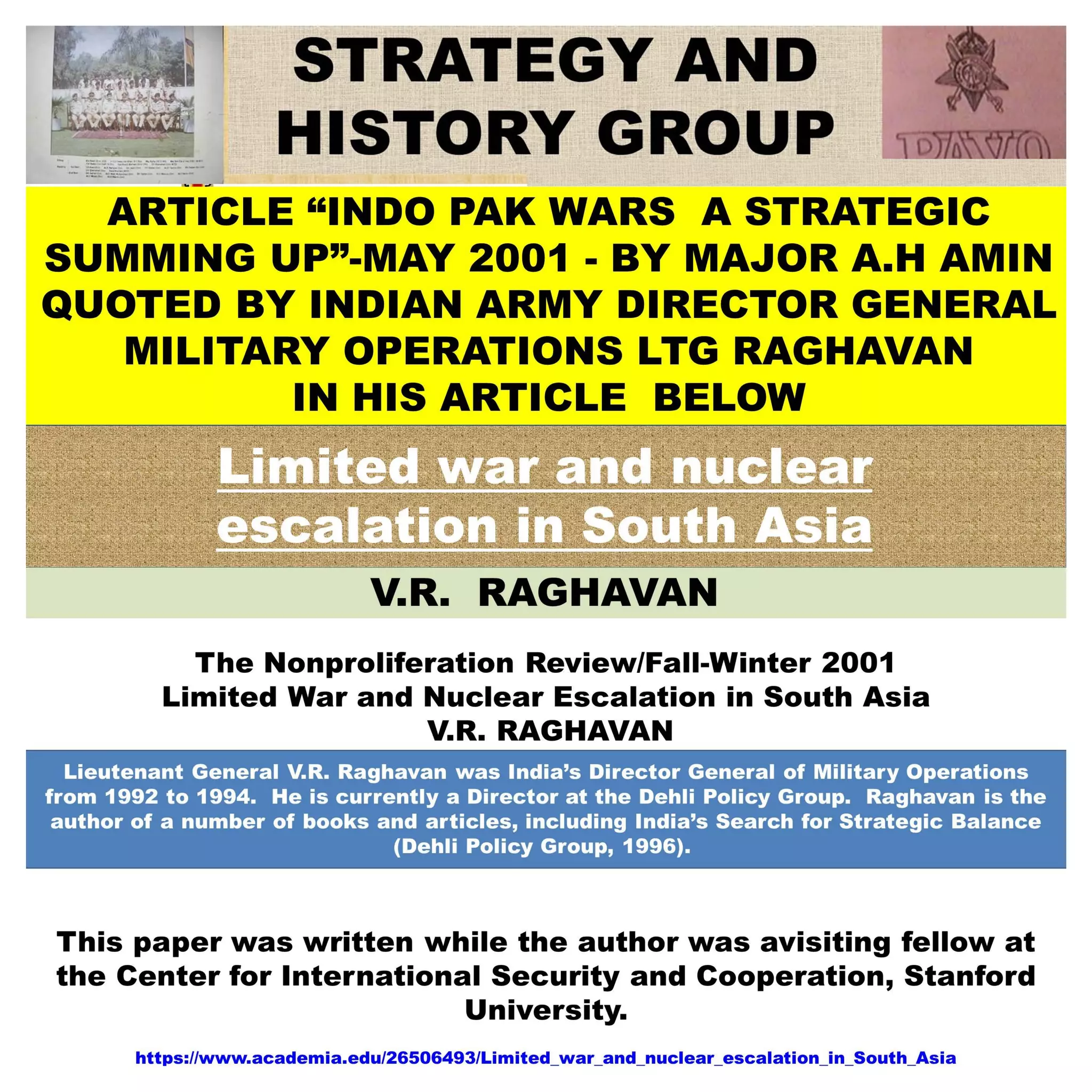 INDIAN ARMY DIRECTOR GENERAL MILITARY OPERATIONS LTG RAGHAVAN QUOTES ...