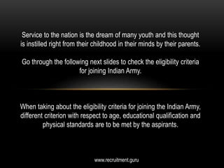 Eligibility Criteria for Joining Indian Army | PPTX