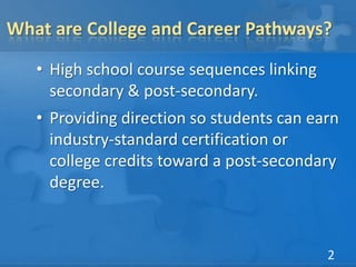 Indiana's college and career pathways | PPTX | College Planning ...