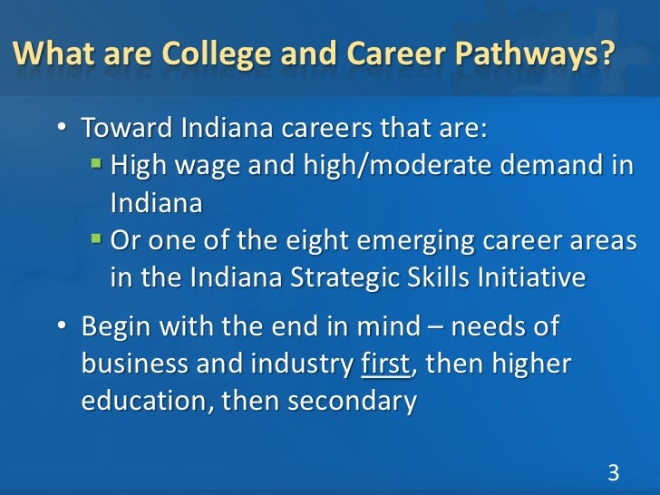 Indiana's college and career pathways Indiana's college and career pathways