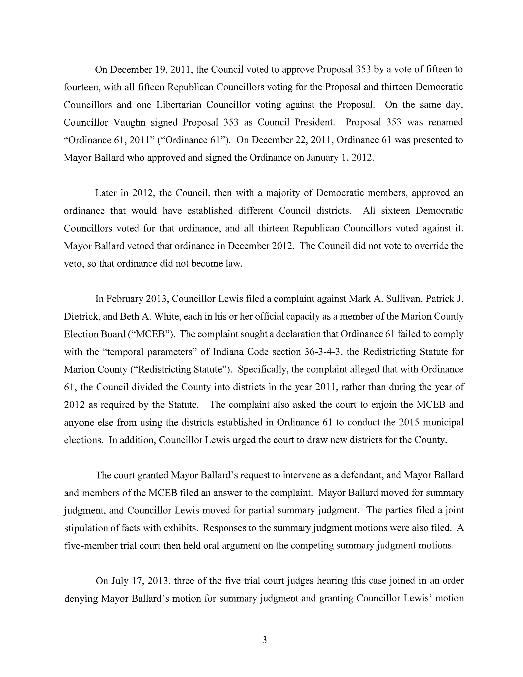 Indiana Supreme Court decision on redistricting case | PDF