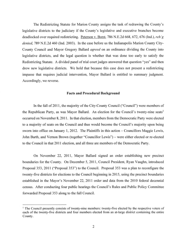Indiana Supreme Court decision on redistricting case | PDF