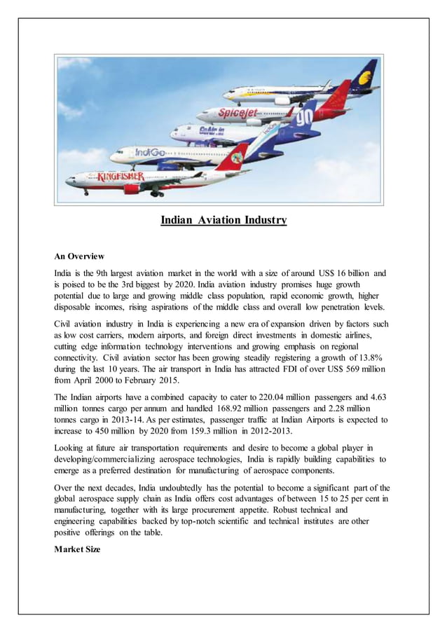Industry Analysis- Indian aviation industry | DOCX | Air Travel ...