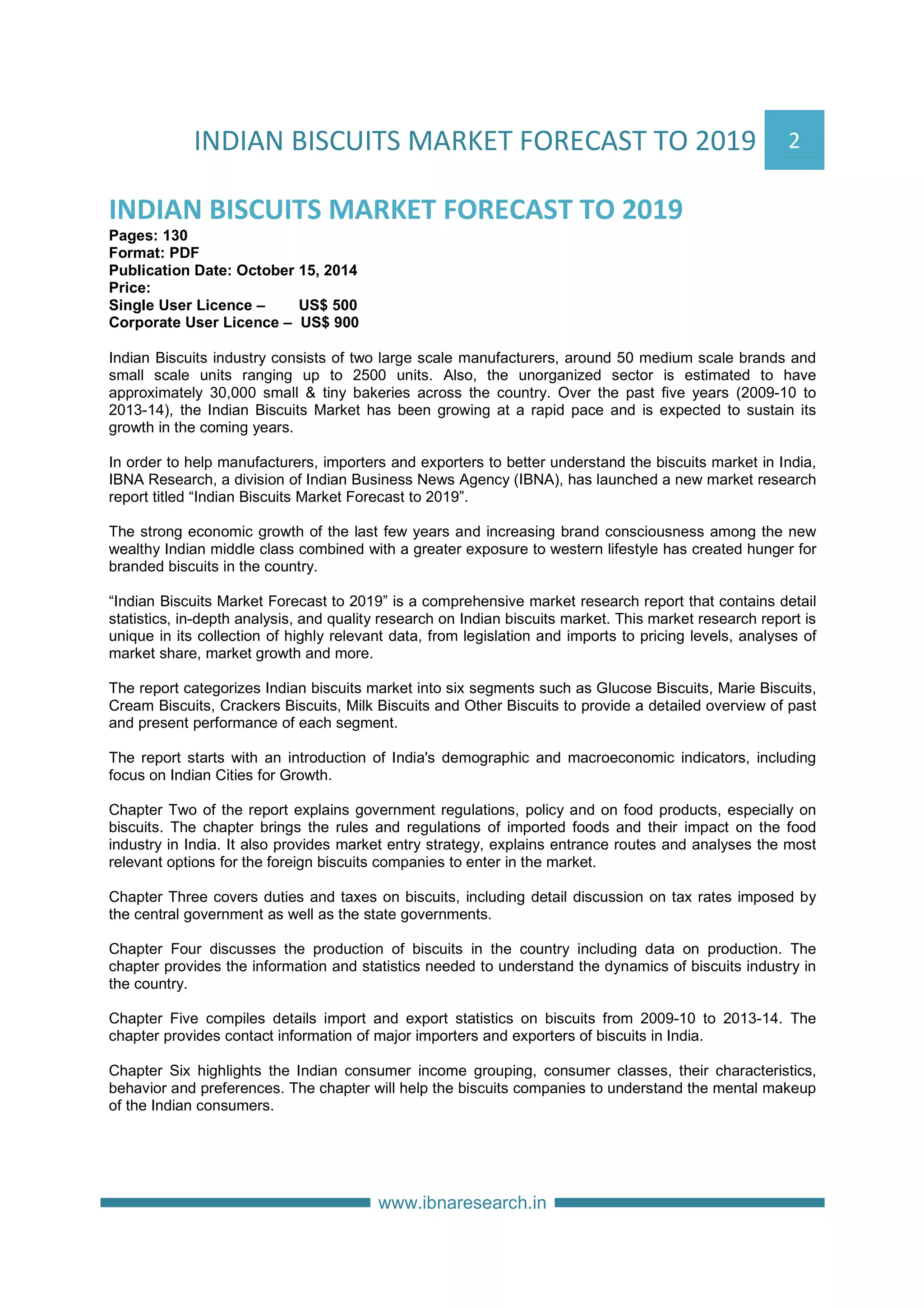 Indian biscuits market forecast to 2019 | PDF