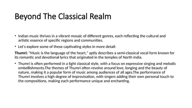 Indian Classical Music: A Journey Through Time | PPTX