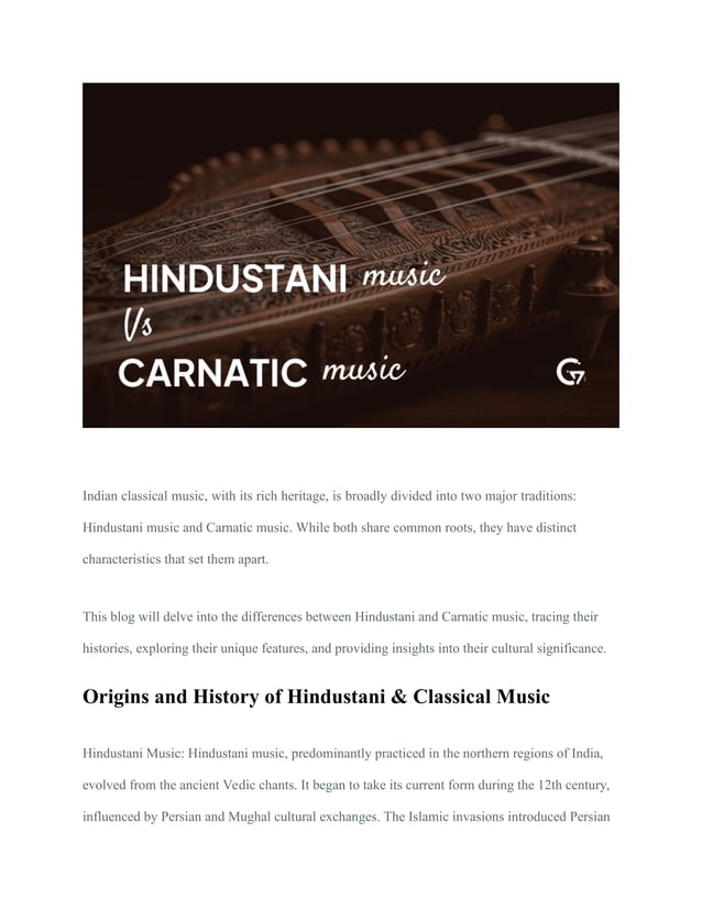 What is the Difference Between Hindustani and Carnatic Music? | PDF