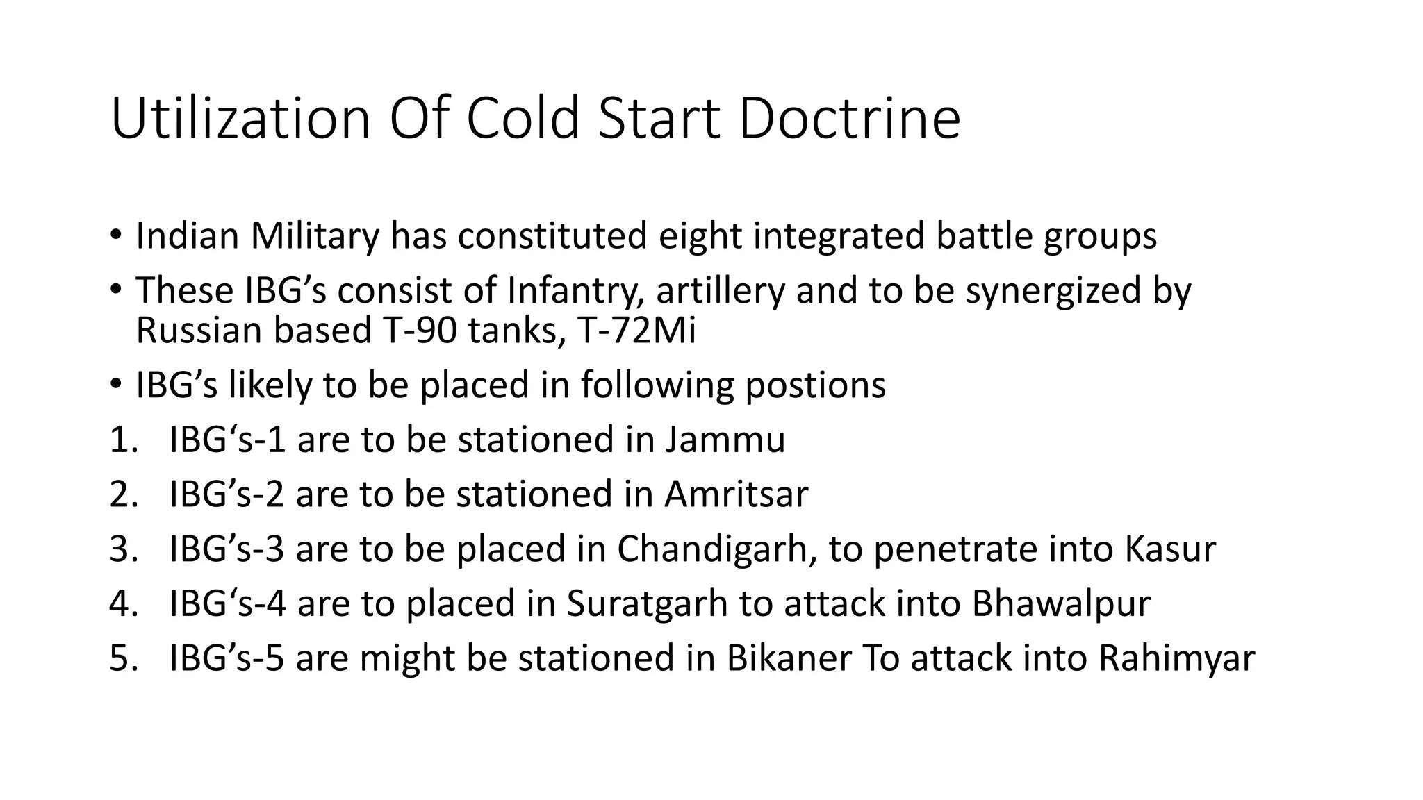 Indian cold start doctrine | PPTX