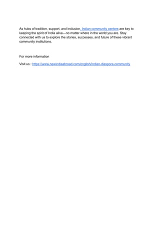 Indian Community Centers – New India Abroad | PDF
