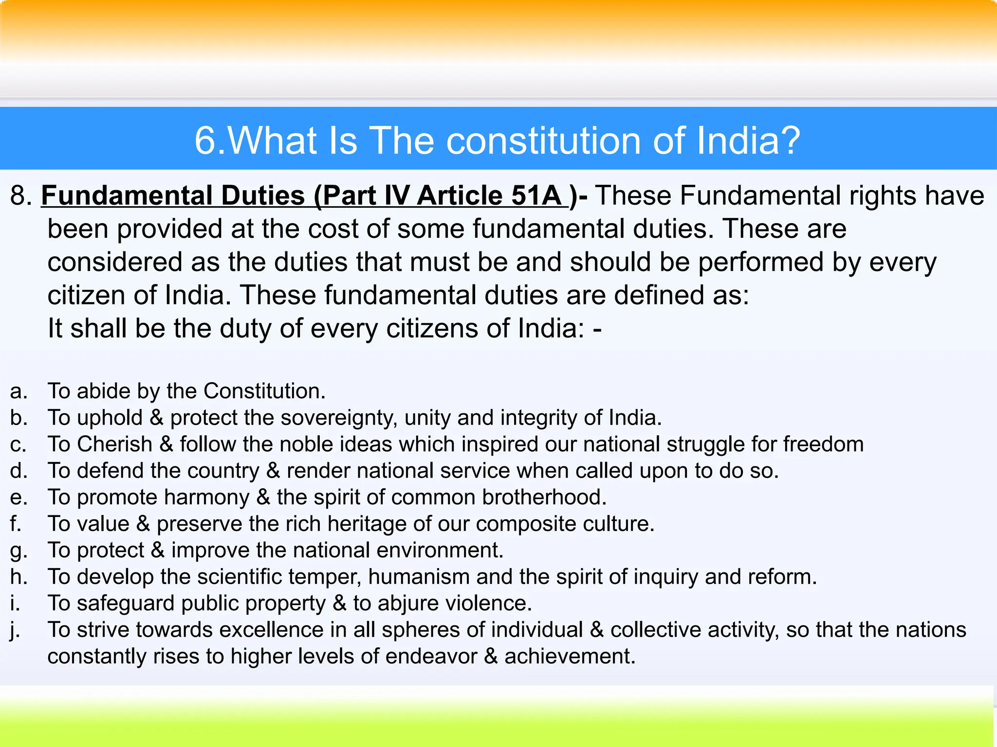Indian Constitution summary and details of India | PPT