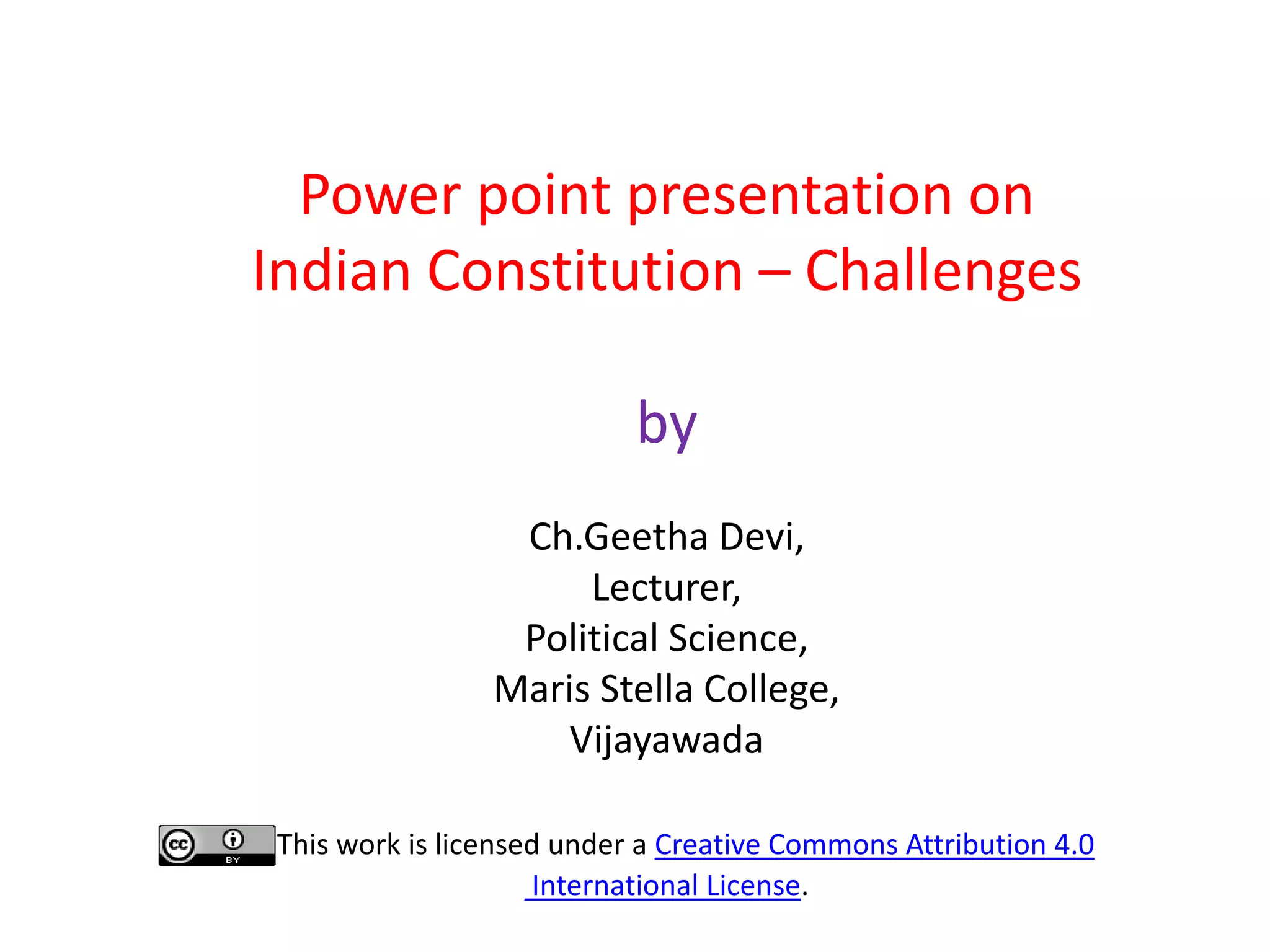 Indian constitution - Challenges | PPTX