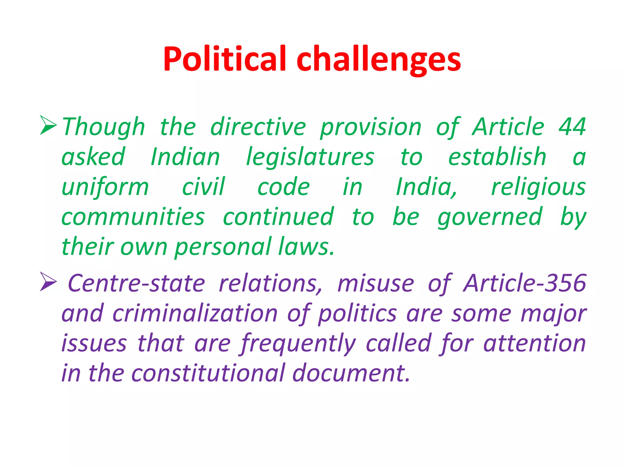 Indian constitution - Challenges | PPTX