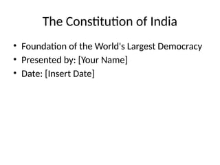 Key Features of Indian Constitution (31) | PPTX
