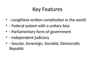Key Features of Indian Constitution (31) | PPTX