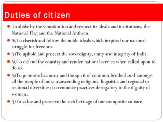 Indian Constitution & Rights and Duties of a citizen | PPT | Religion ...