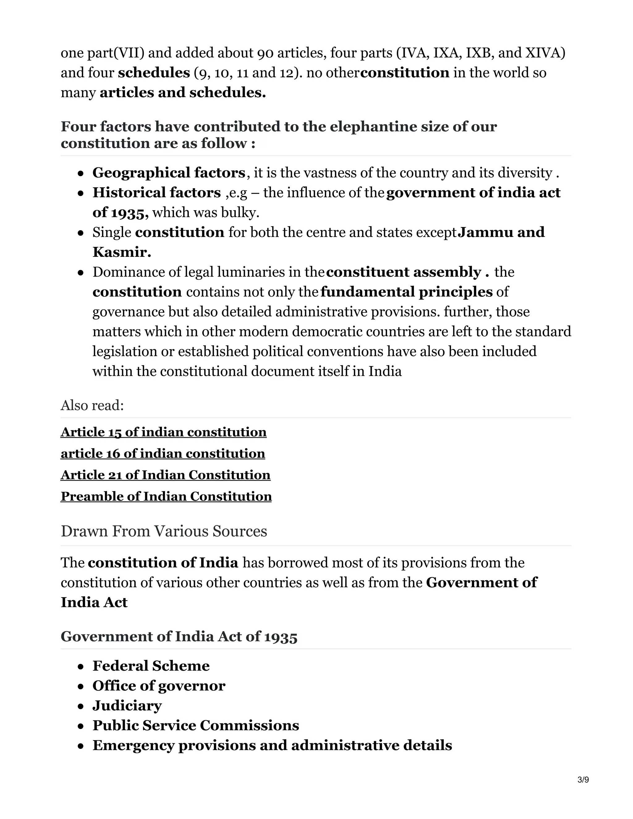 List of all salient features of Indian constitution | PDF