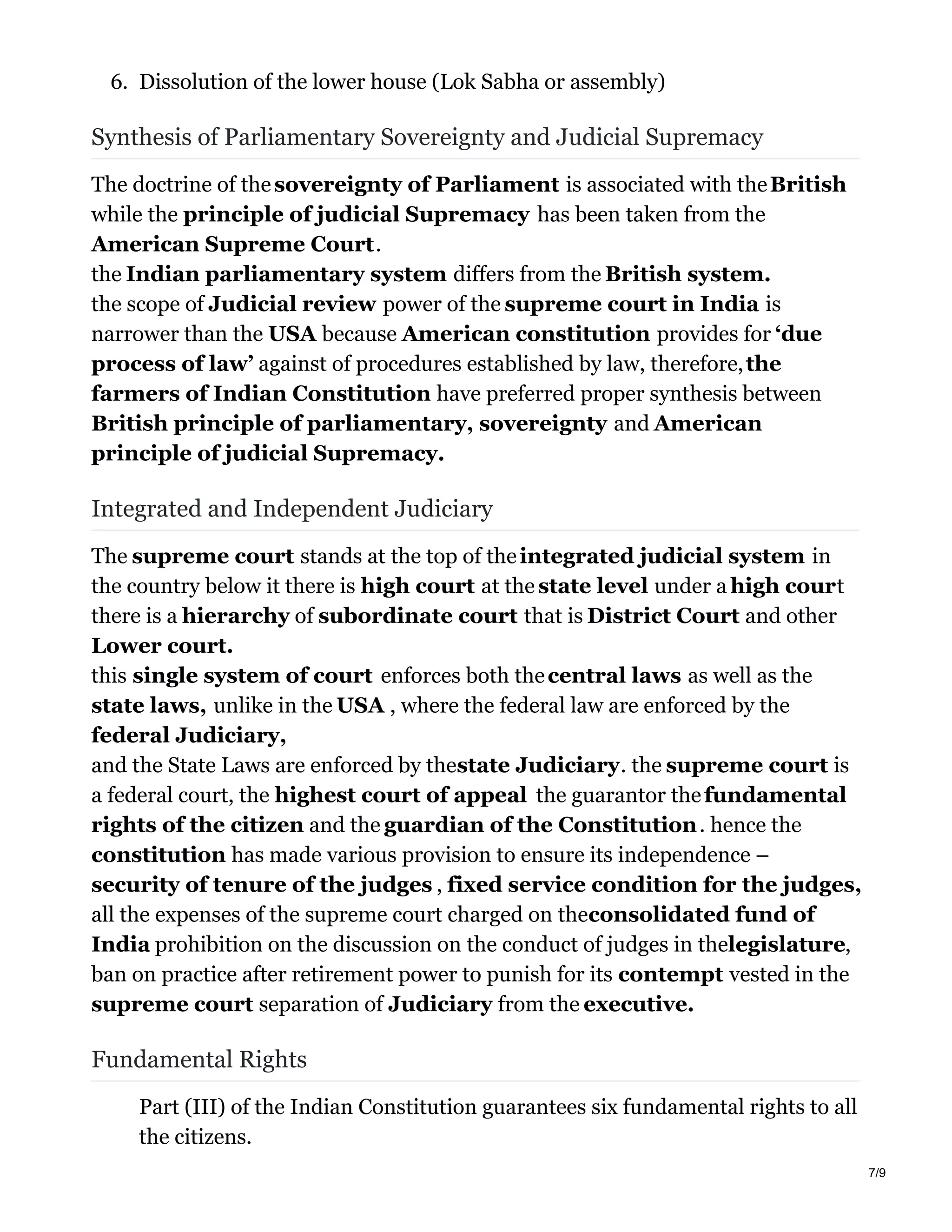 List of all salient features of Indian constitution | PDF