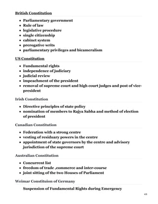 List of all salient features of Indian constitution | PDF