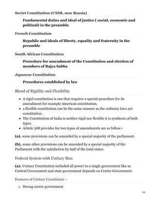 List of all salient features of Indian constitution | PDF