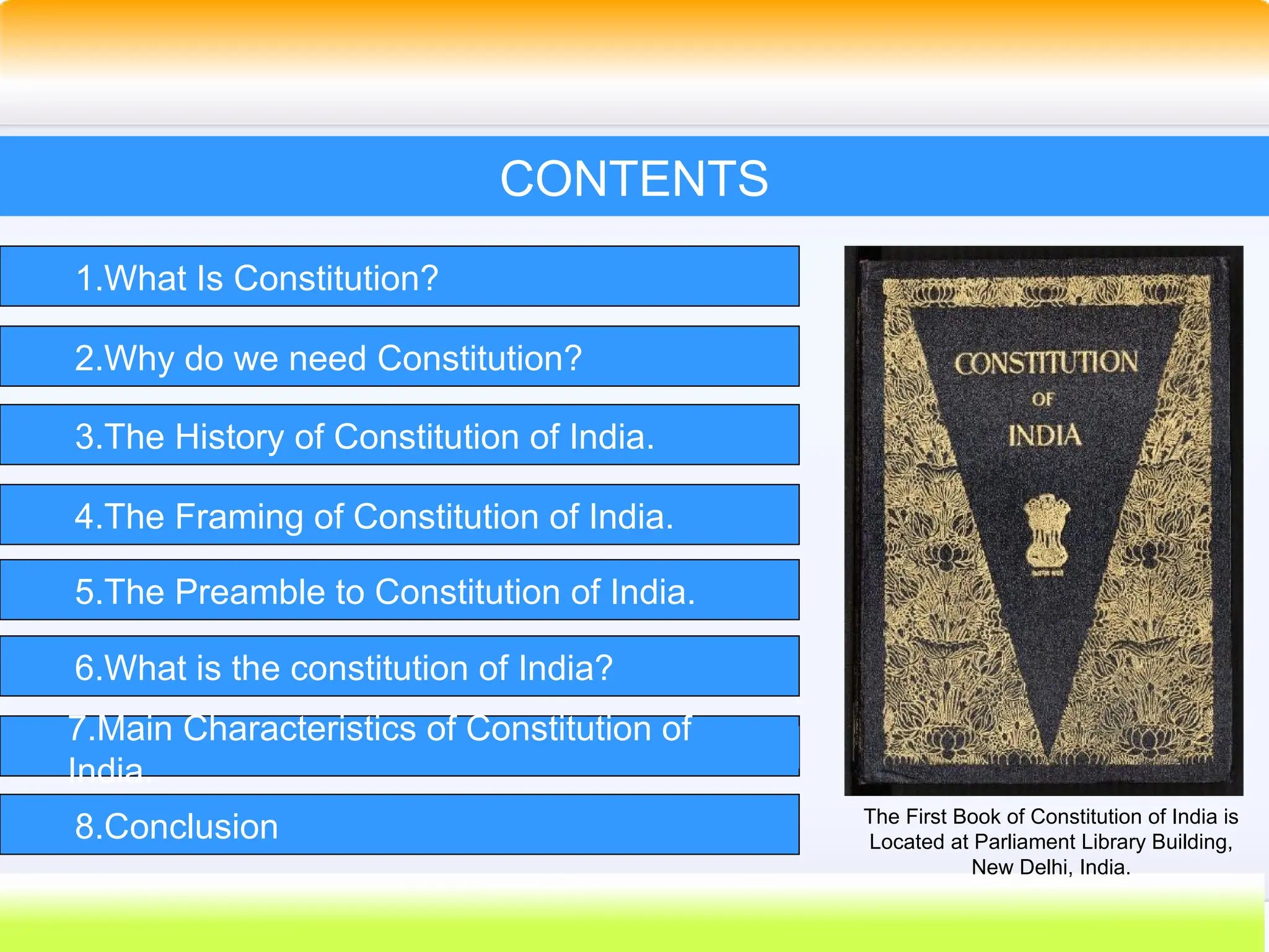 Constitution of India [world's largest written constitution] unit II.ppt