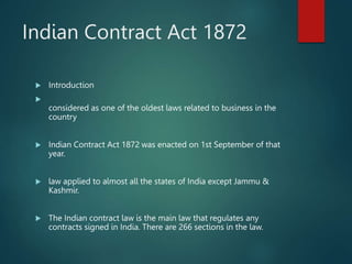 Indian Contract Act 1872 in Business Law | PPT