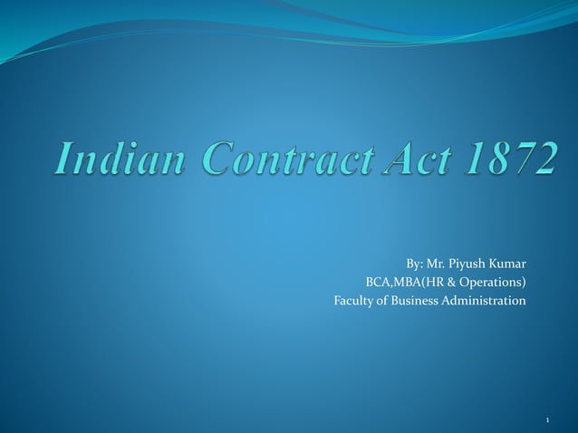 Indian contract act 1872 | PPT | Free Download