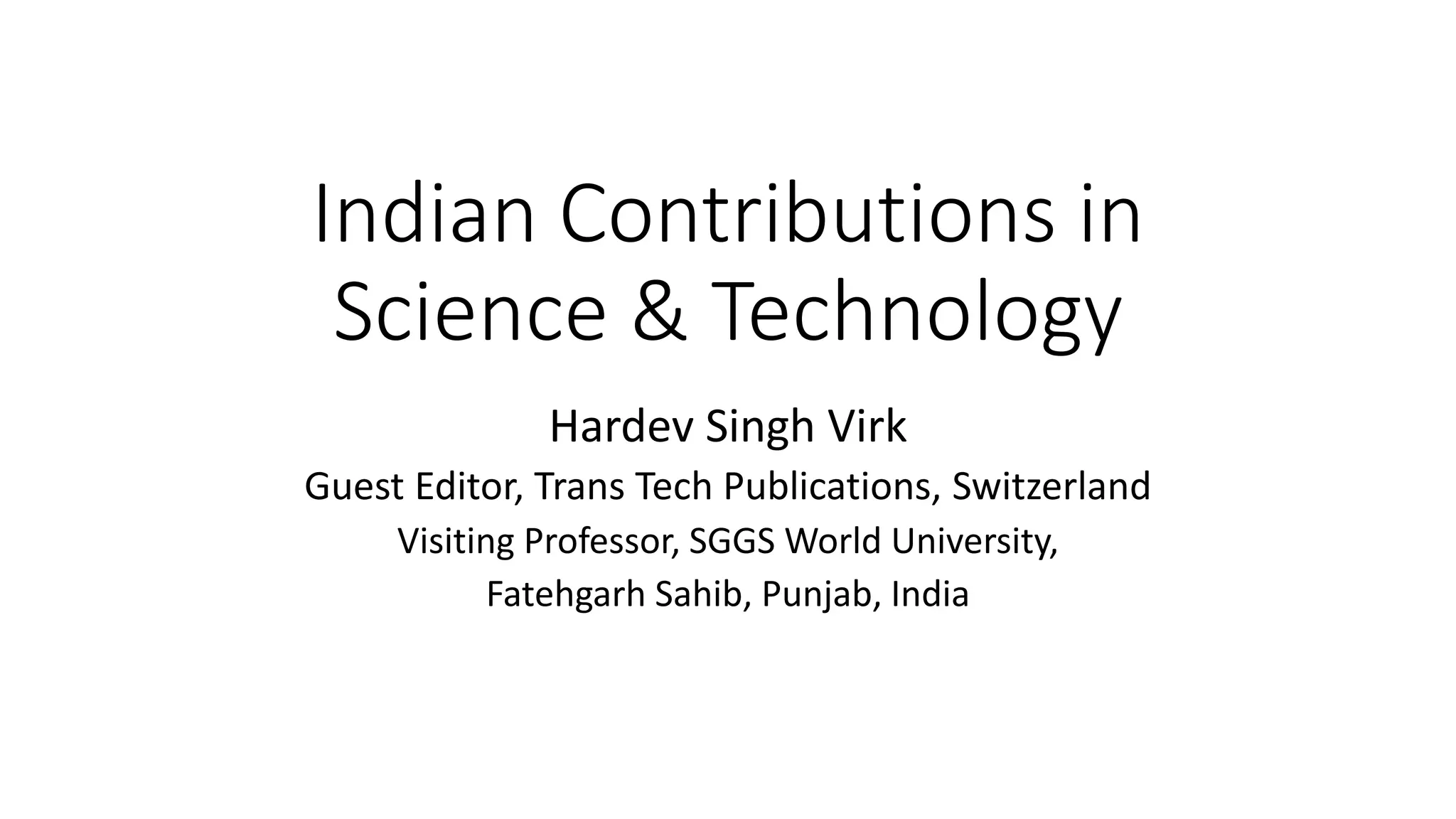 Indian contributions in science & technology | PPTX