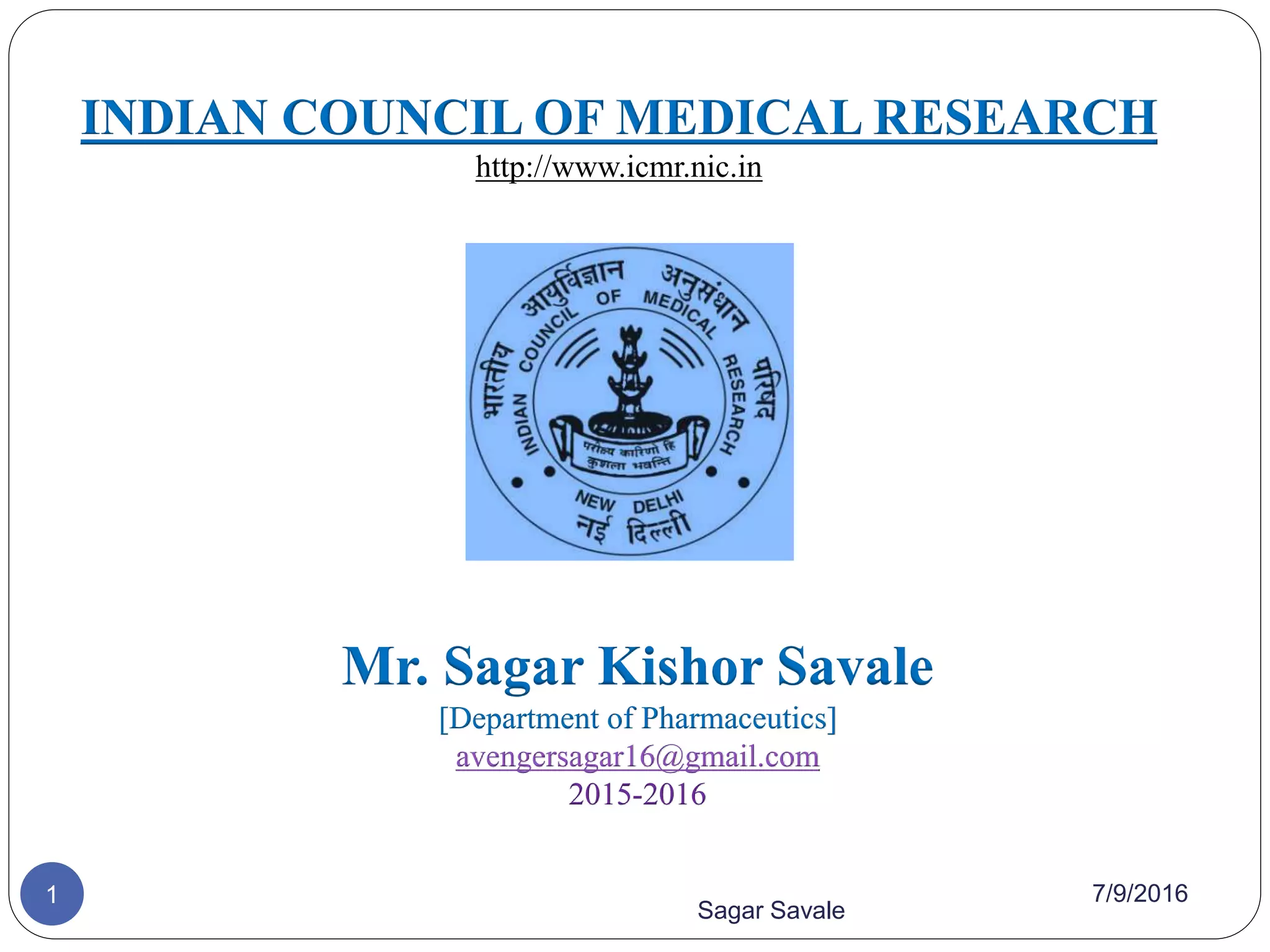 Indian council of medical research (ICMR) | PPTX