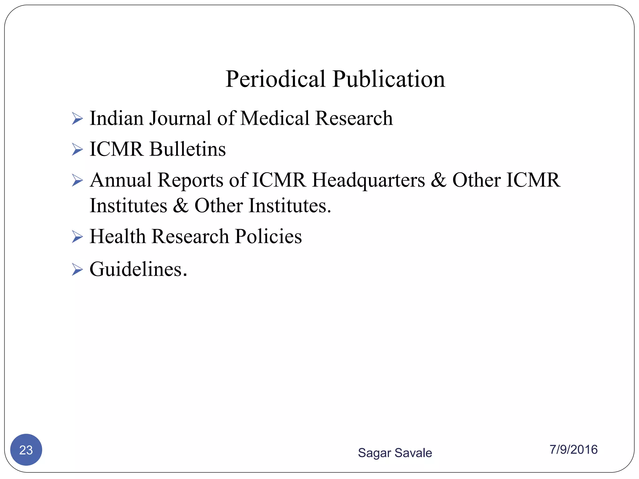 Indian council of medical research (ICMR) | PPTX