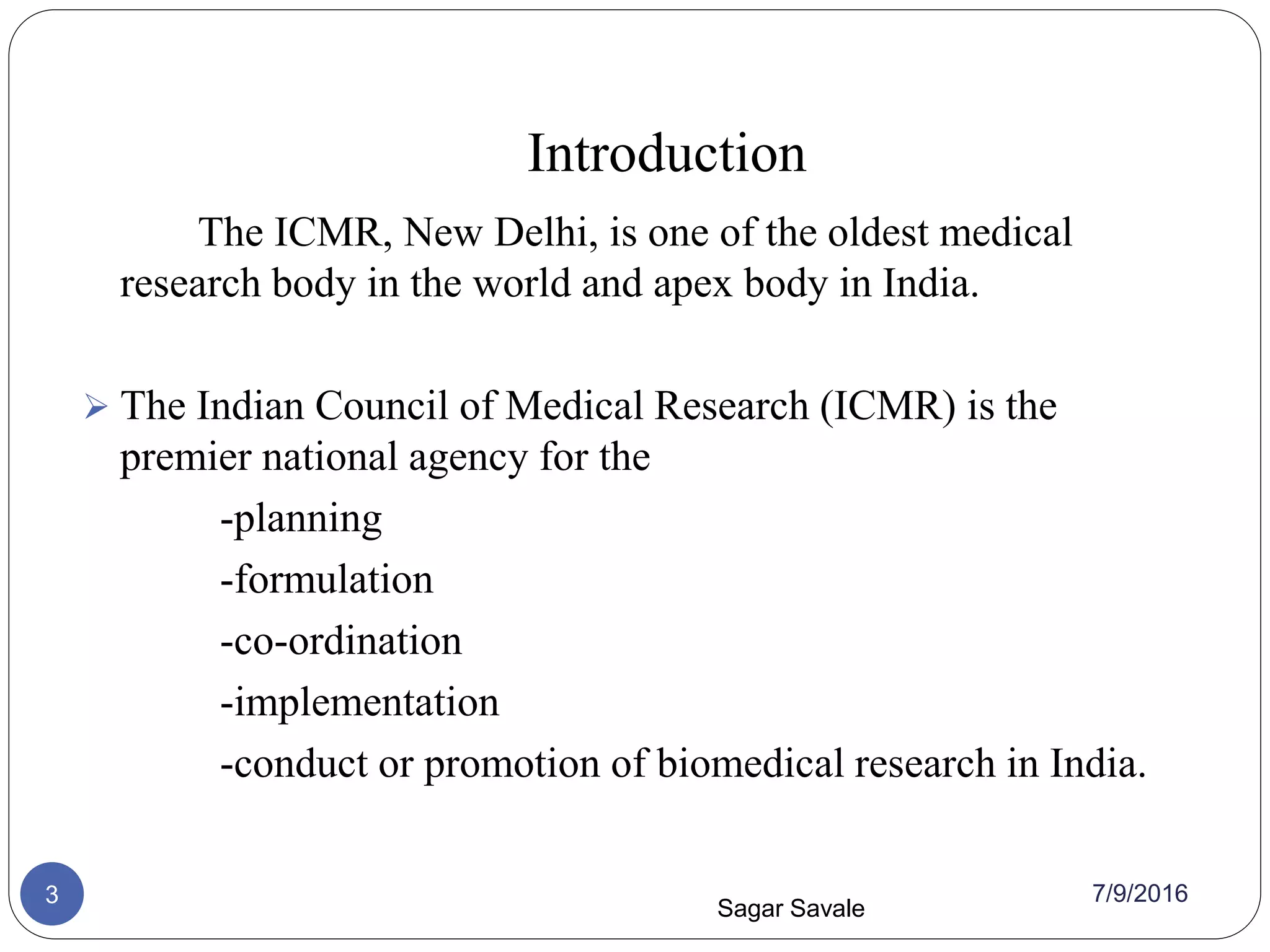 Indian council of medical research (ICMR) | PPTX