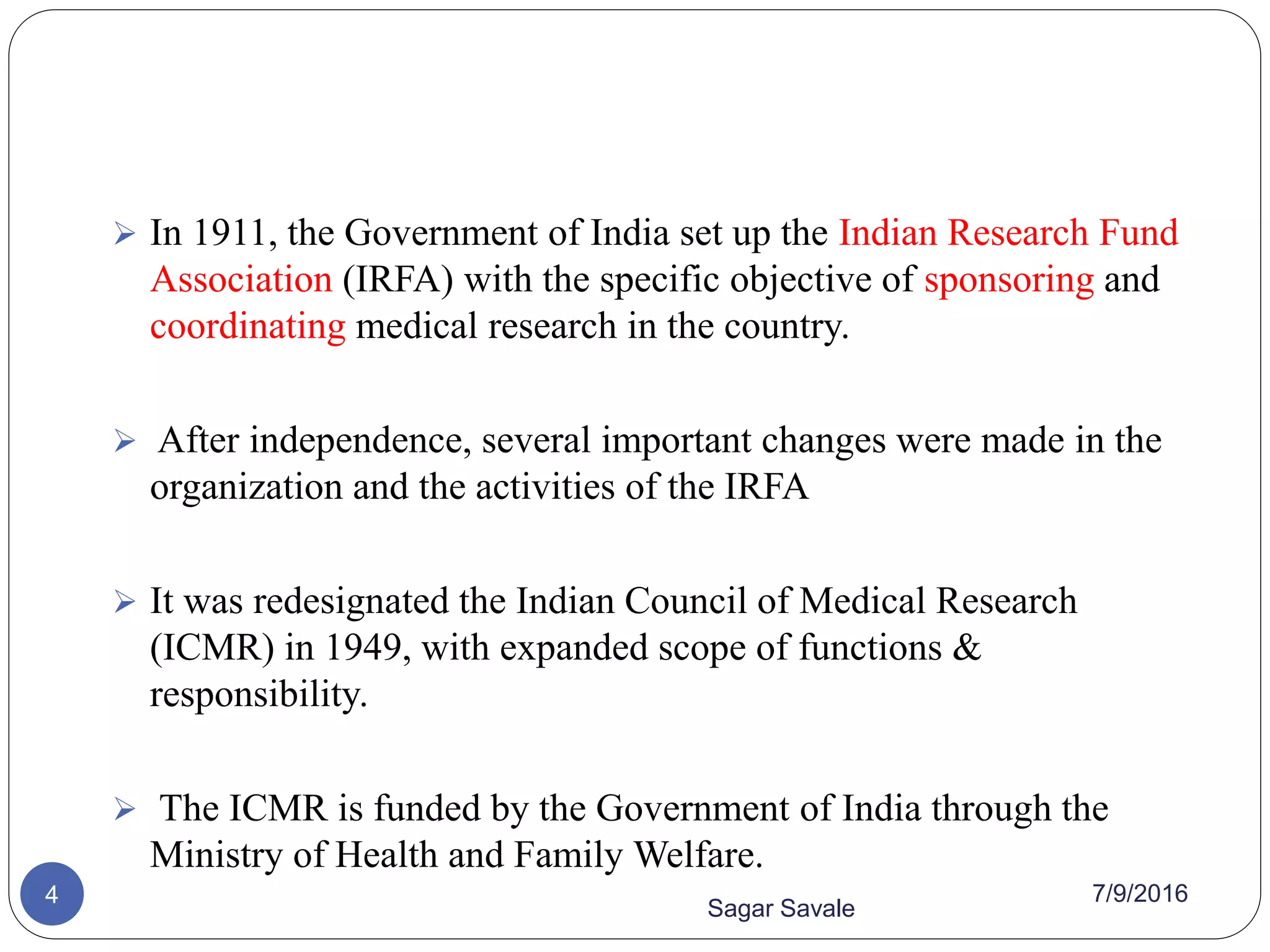 Indian council of medical research (ICMR) | PPTX