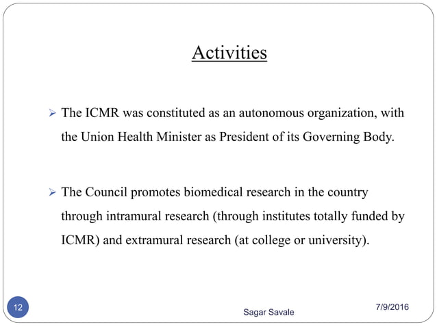 Indian council of medical research (ICMR) | PPTX | Infectious Diseases ...
