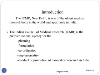 Indian council of medical research (ICMR) | PPTX