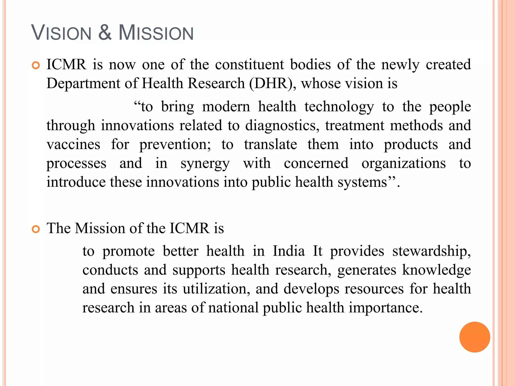 Indian council of medical research (icmr) | PPTX