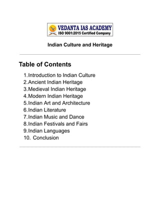 Indian Culture and Heritage-IAS Academy in DELHI | PDF