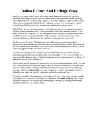Indian Culture And Heritage Essay | PDF