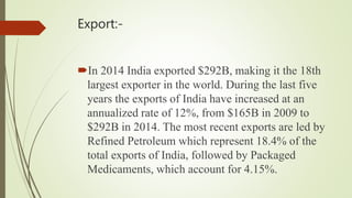 Indian economy- Import and export details | PPTX