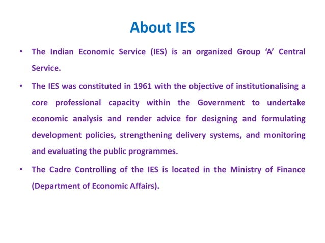 Indian economic service (ies) exam | PPT