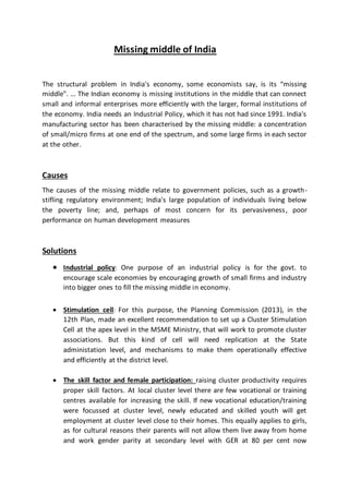 Foreign direct investment and missing middle concept in india | DOCX