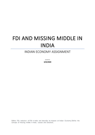 Foreign direct investment and missing middle concept in india | PDF