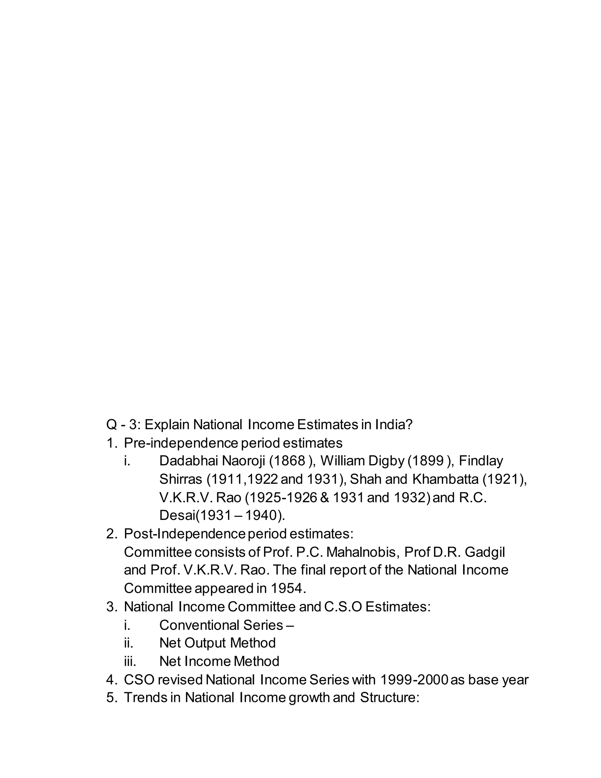 Indian economy notes | DOCX