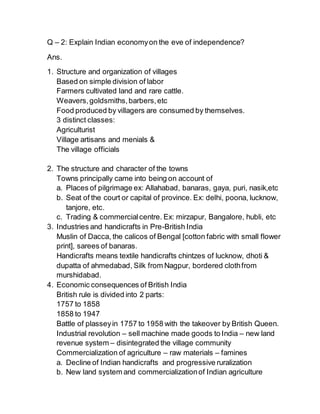 Indian economy notes | DOCX