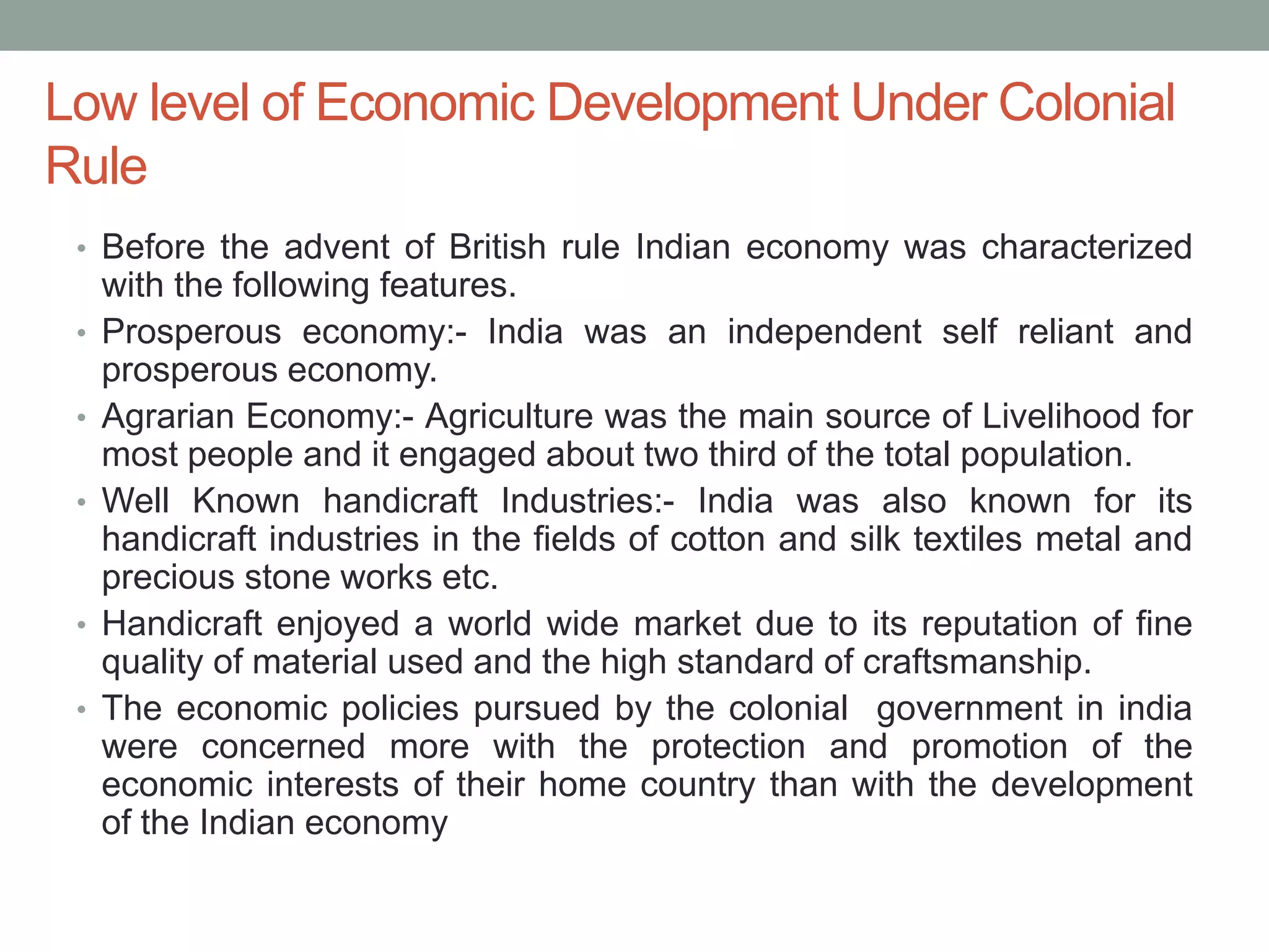 Indian economy on the eve of independence | PPT