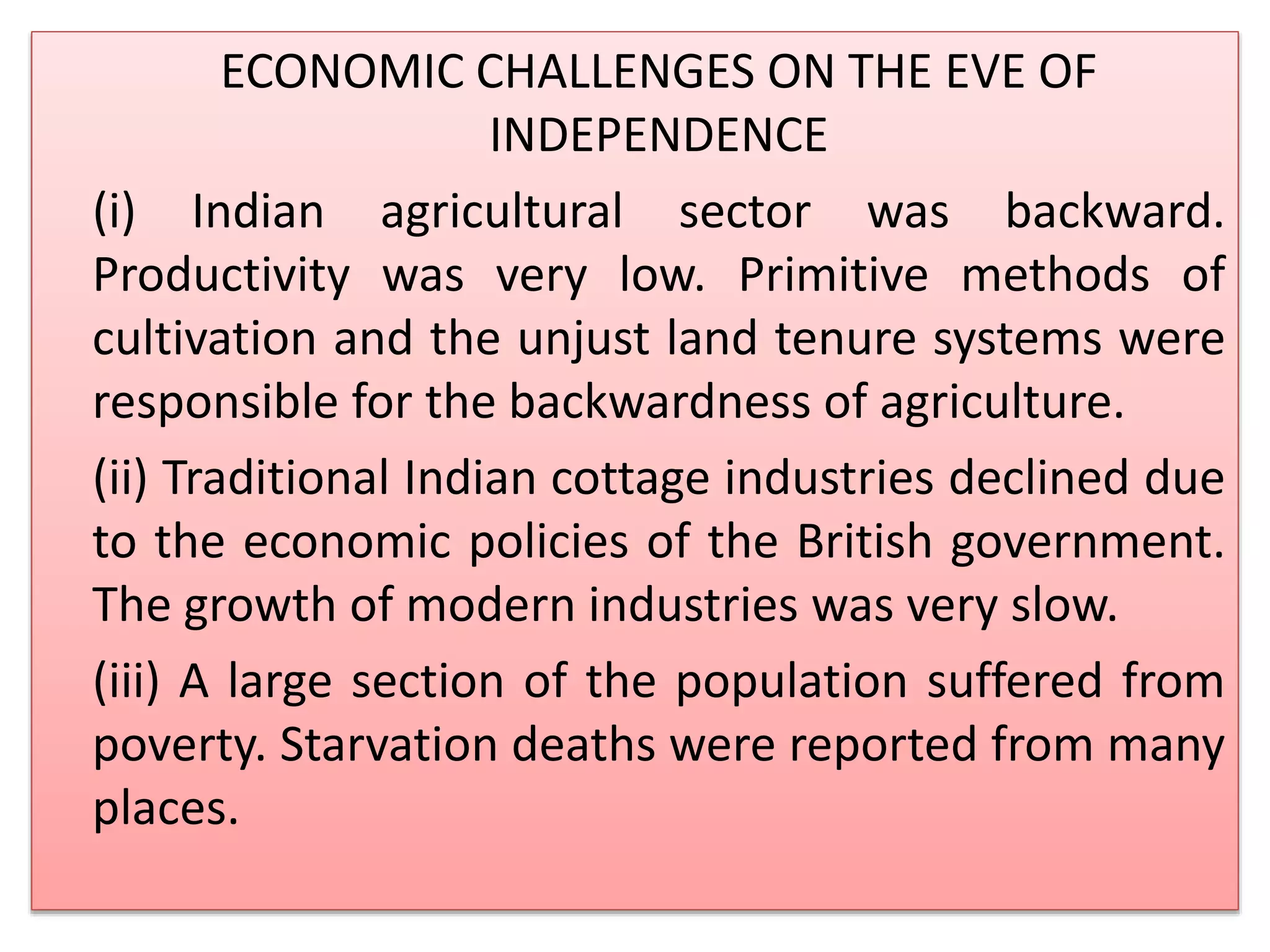 Indian economy on the eve of indipendence class 12 | PPTX