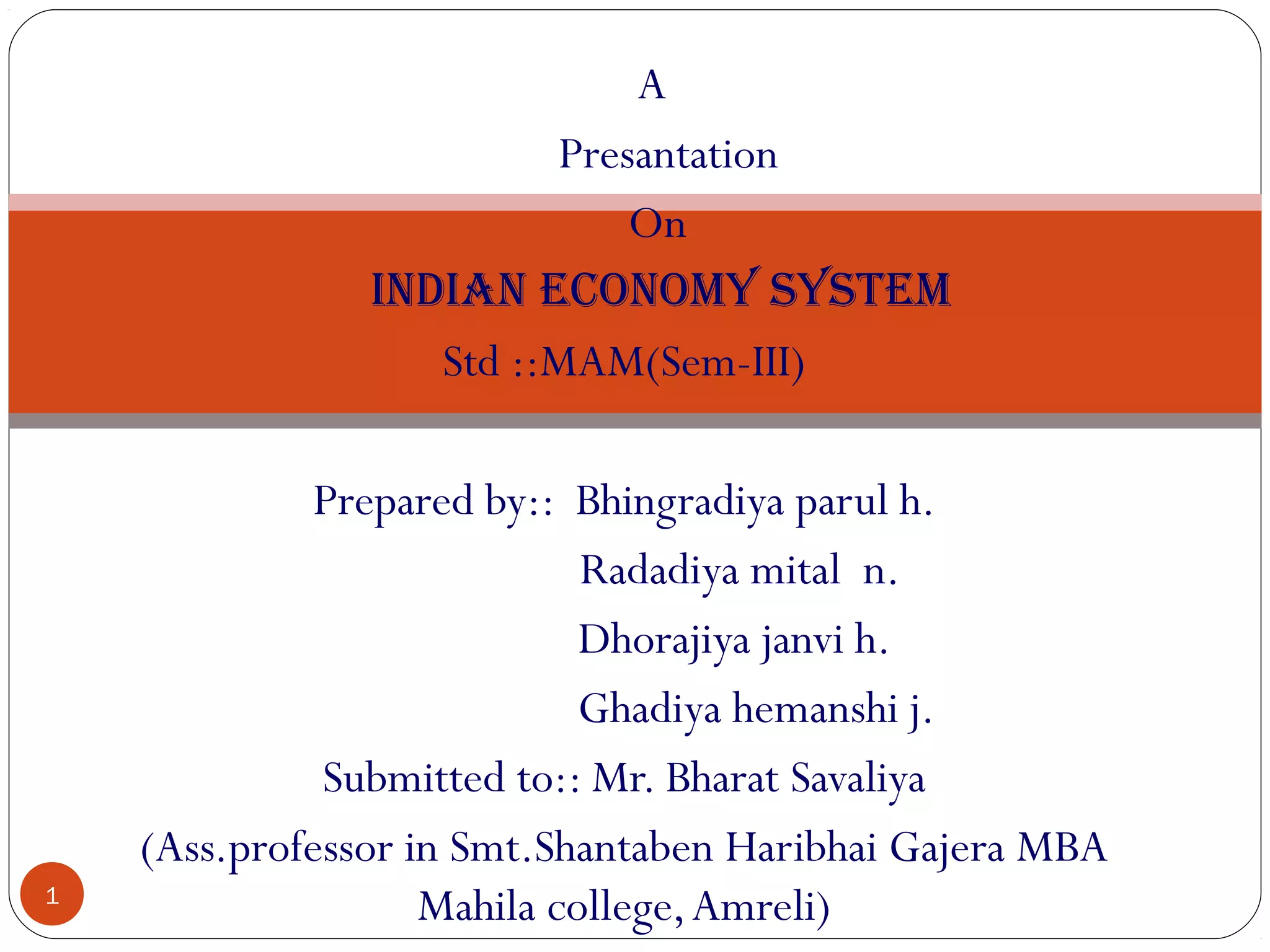Indian economy system | PPT