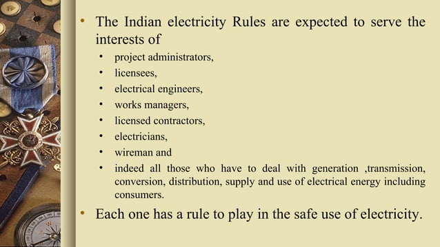 Indian electricity rules | PPT | Power and Energy Industry | Industries