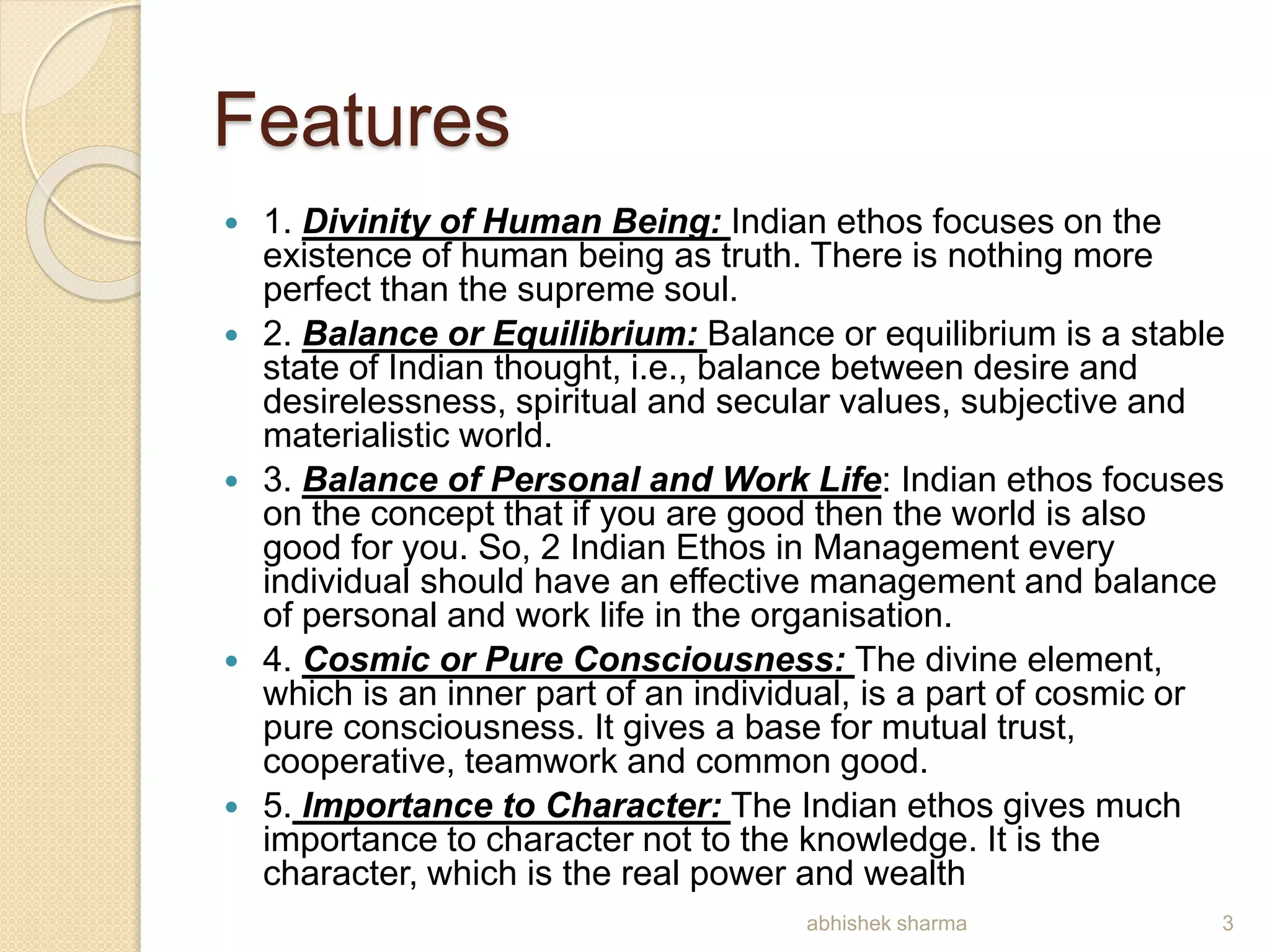 Indian ethos in management | PPTX